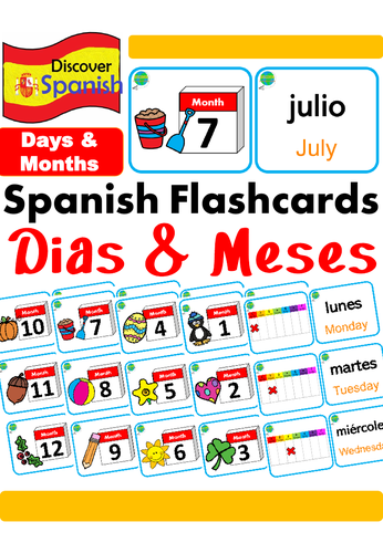 Spanish Flashcards - Days of the Week & The Months | Teaching Resources