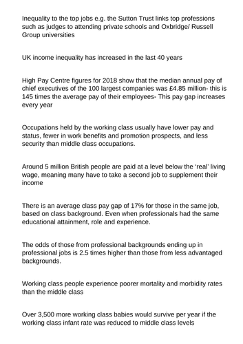 OCR Sociology A level Component 2 Social inequalities social class ...