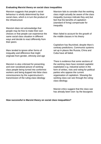 OCR Sociology A level Component 2 Social inequalities social class ...