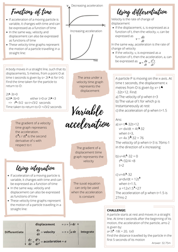 ALevel Maths Edexcel - Mechanics:Variable acceleration | Teaching Resources