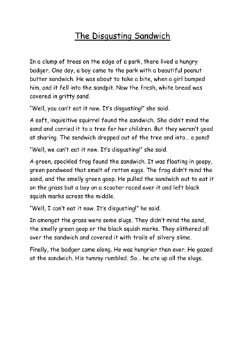 The Disgusting Sandwich T4W | Teaching Resources
