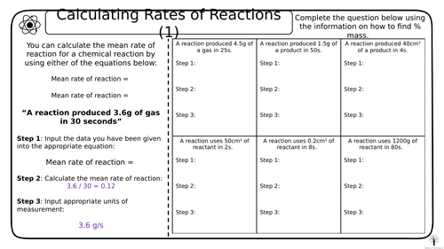 Mean Rate of Reaction - GCSE Chemistry Worksheets | Teaching Resources