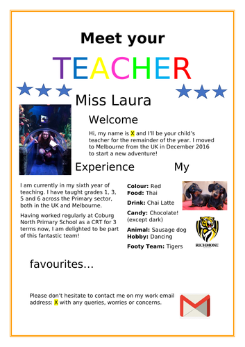 Meet your teacher letter | Teaching Resources