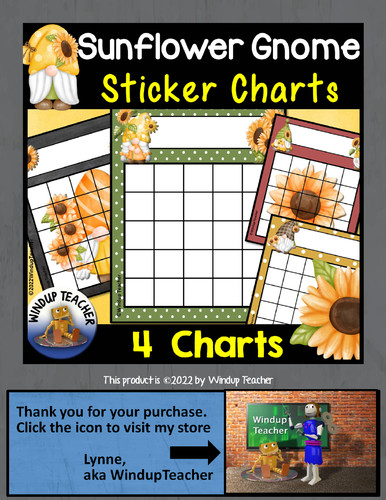 Sunflower Gnome Sticker Charts | Teaching Resources