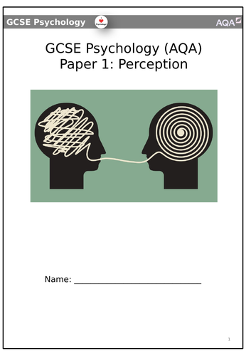 AQA GCSE Psychology: Perception Workbook/Booklet | Teaching Resources