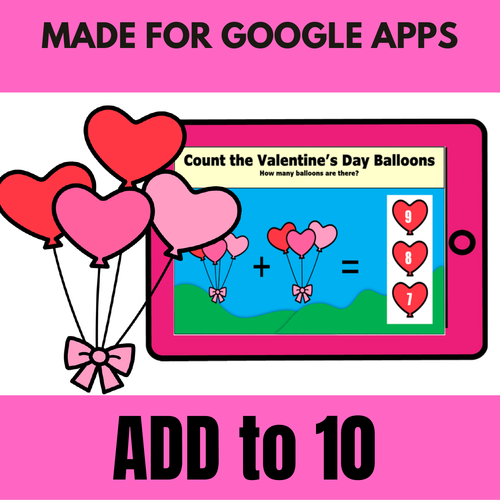 Adding up to 10 Valentines Balloons| Valentines Day Google Slides ...