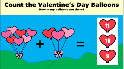 Adding up to 10 Valentines Balloons| Valentines Day Google Slides ...