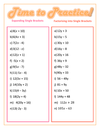 Expanding and Factorising into Single Brackets | Teaching Resources Expanding and Factorising into Single Brackets | Teaching Resources