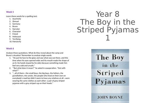 The Boy in the Striped Pyjamas Full Scheme of Work KS3 | Teaching Resources