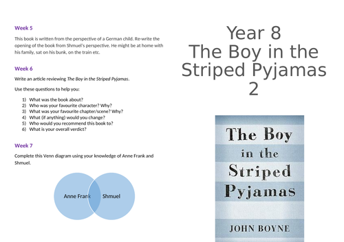 The Boy in the Striped Pyjamas Full Scheme of Work KS3 | Teaching Resources