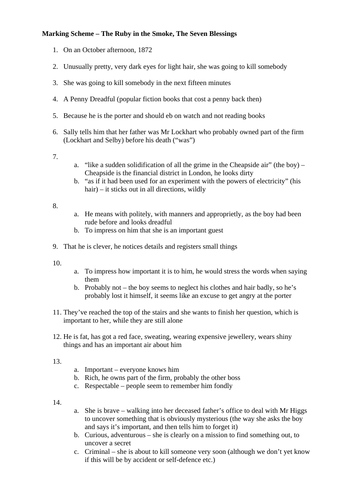 Pullman - The Ruby in the Smoke reading comprehension questions ...