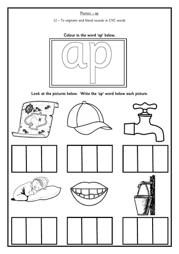 Medial a Vowel Spellings and Phonics Worksheets - at, an, ap, ag & ad ...