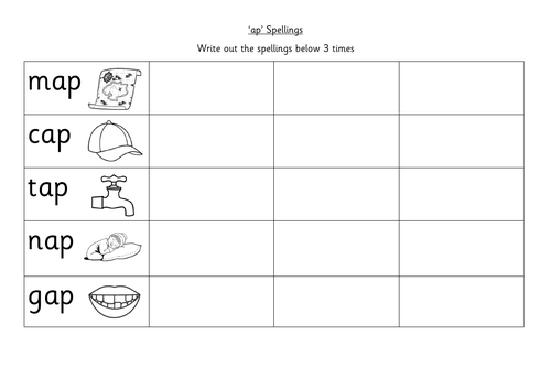 Medial a Vowel Spellings and Phonics Worksheets - at, an, ap, ag & ad ...