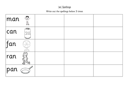 Medial a Vowel Spellings and Phonics Worksheets - at, an, ap, ag & ad ...