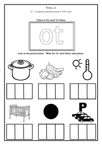 Medial 'o' 'u' Vowel Spellings and Phonics Worksheets - ob, og, ot, ug ...