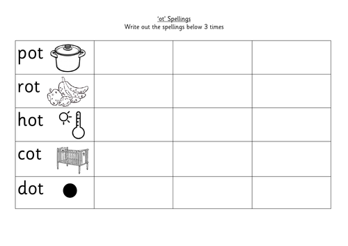 Medial 'o' 'u' Vowel Spellings and Phonics Worksheets - ob, og, ot, ug ...