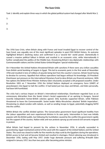 IBDP History: The Suez Crisis | Teaching Resources