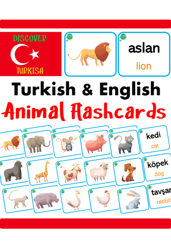 Turkish / English Flashcards - Animals / Hayvanlar | Teaching Resources