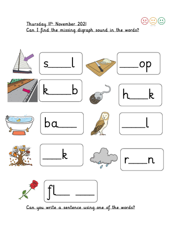 Phonics missing digraph worksheets phase 3 | Teaching Resources