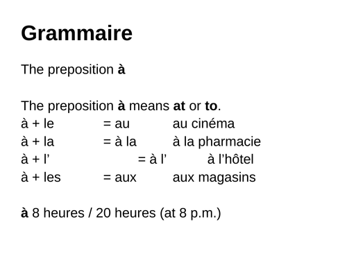 The preposition à | Teaching Resources