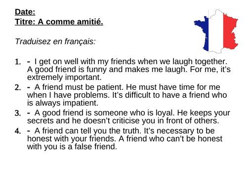 AQA / EDEXCEL Studio GCSE French (Higher) – Module 1 – A comme amitié ...