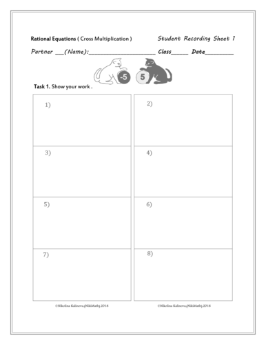 Rational Equations Reducible to Linear - Partner Activity | Teaching ...