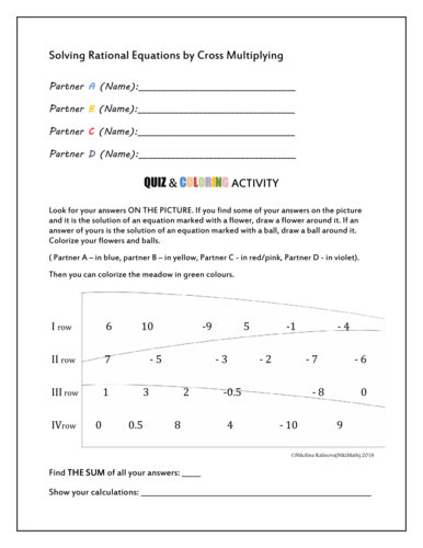 Rational Equations - Cross Multiplying - Drawing & Coloring Group ...