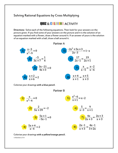 Rational Equations - Cross Multiplying - Drawing & Coloring Group ...