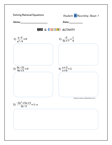 Rational Equations - Cross Multiplying - Drawing & Coloring Group ...