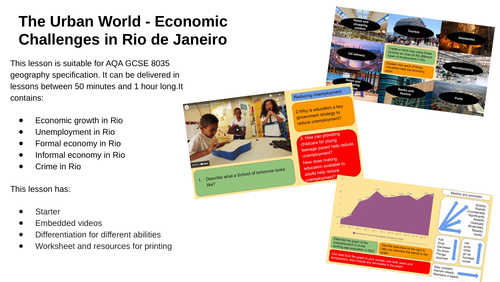 AQA Geography GCSE - The Urban World - Economic Challenges in Rio de ...
