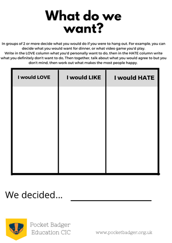 What do we want worksheet | Teaching Resources