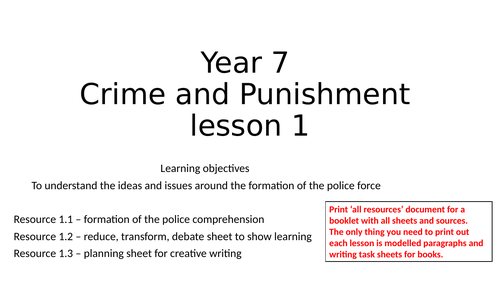 KS3 Crime and Punishment SoL | Teaching Resources