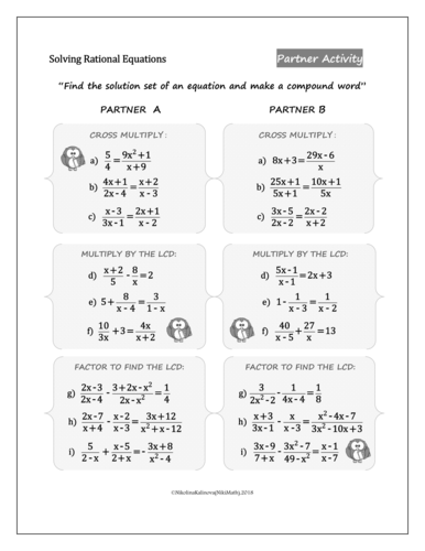 RATIONAL EQUATIONS reducible to quadratics (THREE METHODS) - Partner ...
