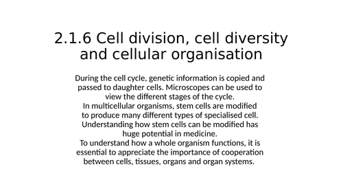 2.1.6 Cell division, cell diversity and cellular organisation OCR A ...