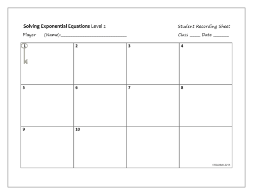 Exponential Equations (Level 2) - Group Activity (40 equations ...
