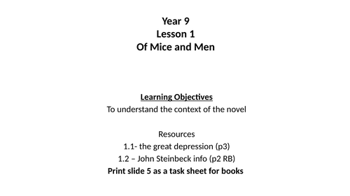 Of Mice and Men SoL | Teaching Resources