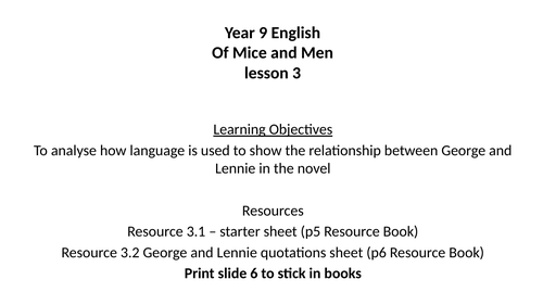 Of Mice and Men SoL | Teaching Resources