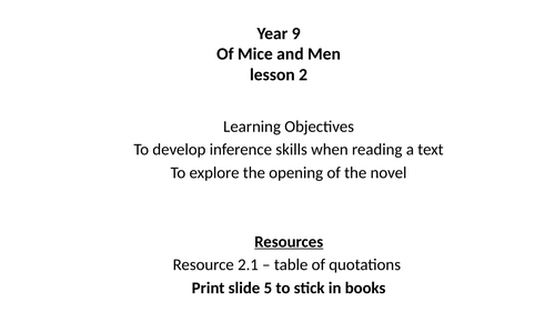 Of Mice and Men SoL | Teaching Resources