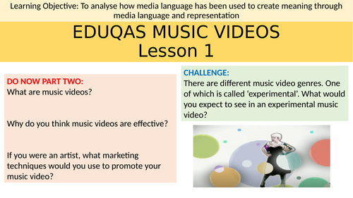EDUQAS Media Studies GCSE Introduction to Music Videos KS3/4 | Teaching ...