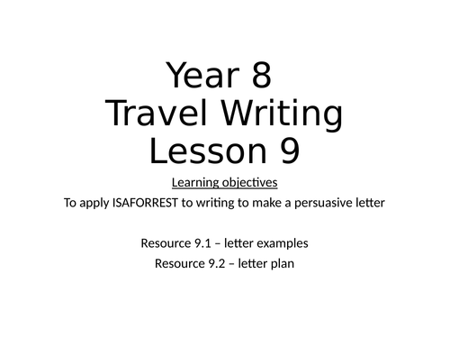 KS3 descriptive writing Travel Unit | Teaching Resources