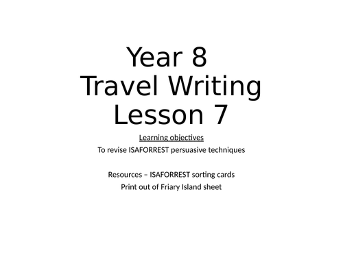 KS3 descriptive writing Travel Unit | Teaching Resources