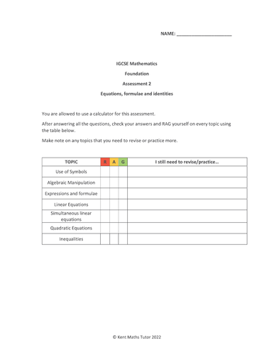 IGCSE Mathematics Foundation Assessment 2 | Teaching Resources IGCSE Mathematics Foundation Assessment 2 | Teaching Resources