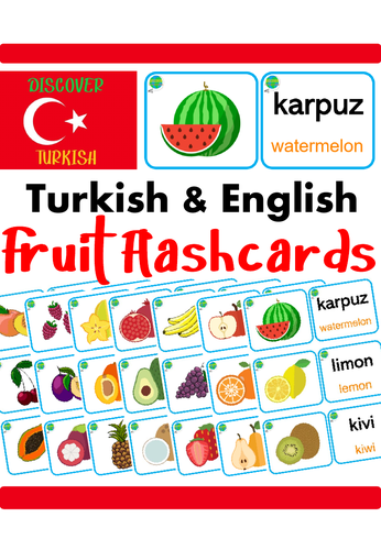 Turkish / English Flashcards - Fruits / Meyveler | Teaching Resources