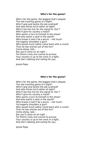 World War 1 Poetry at KS3 | Teaching Resources