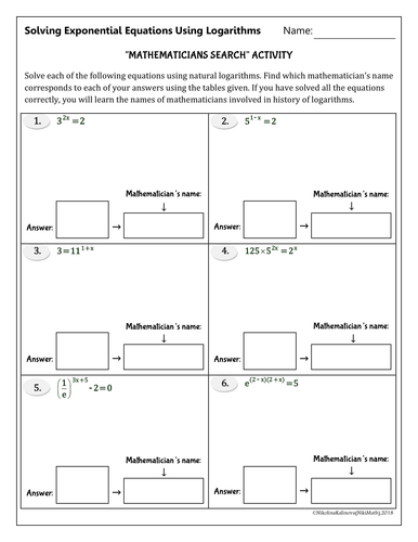 Solving Exponential Equations Using Logarithms -"Mathematicians Search ...