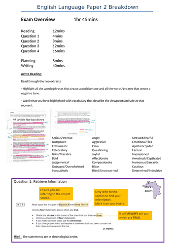 English Language AQA Exam Paper Overview | Teaching Resources