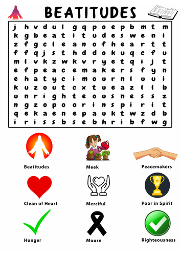 Catholic Religion: The Beatitudes Word Search Activity | Teaching Resources