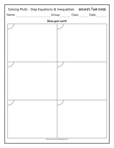 Multi – Step Equations and Inequalities - Task Cards -3 types ...