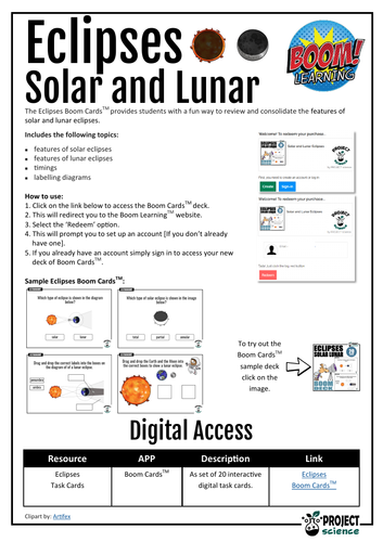 Solar and Lunar Eclipses Boom Cards™ - Distance Learning | Teaching ...