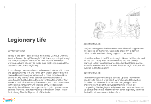 Year 3 Reading Skills - Legionary Life | Teaching Resources
